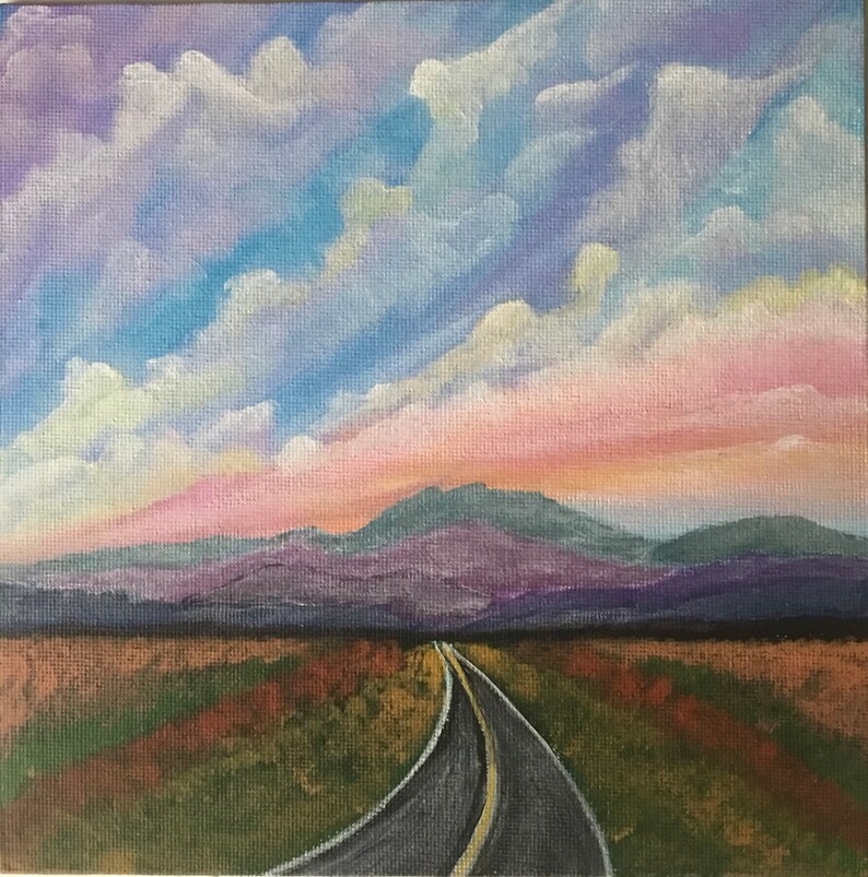 Open Road Painting: Landscape Canvas Art (8x8) - Etsy