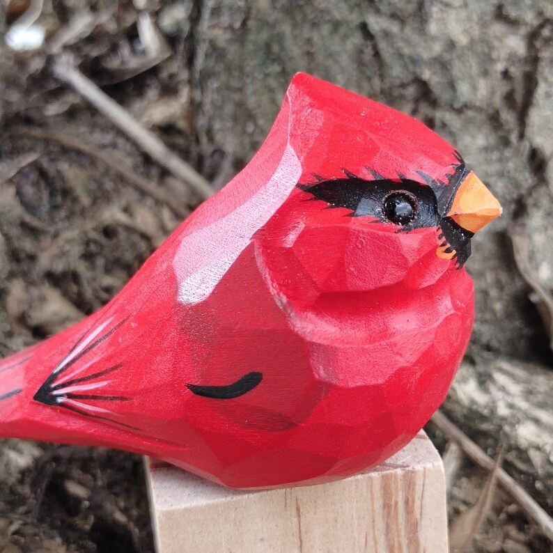 Wooden Northern Cardinal Bird Statue,bird Figurines,red Bird Sculpture ...
