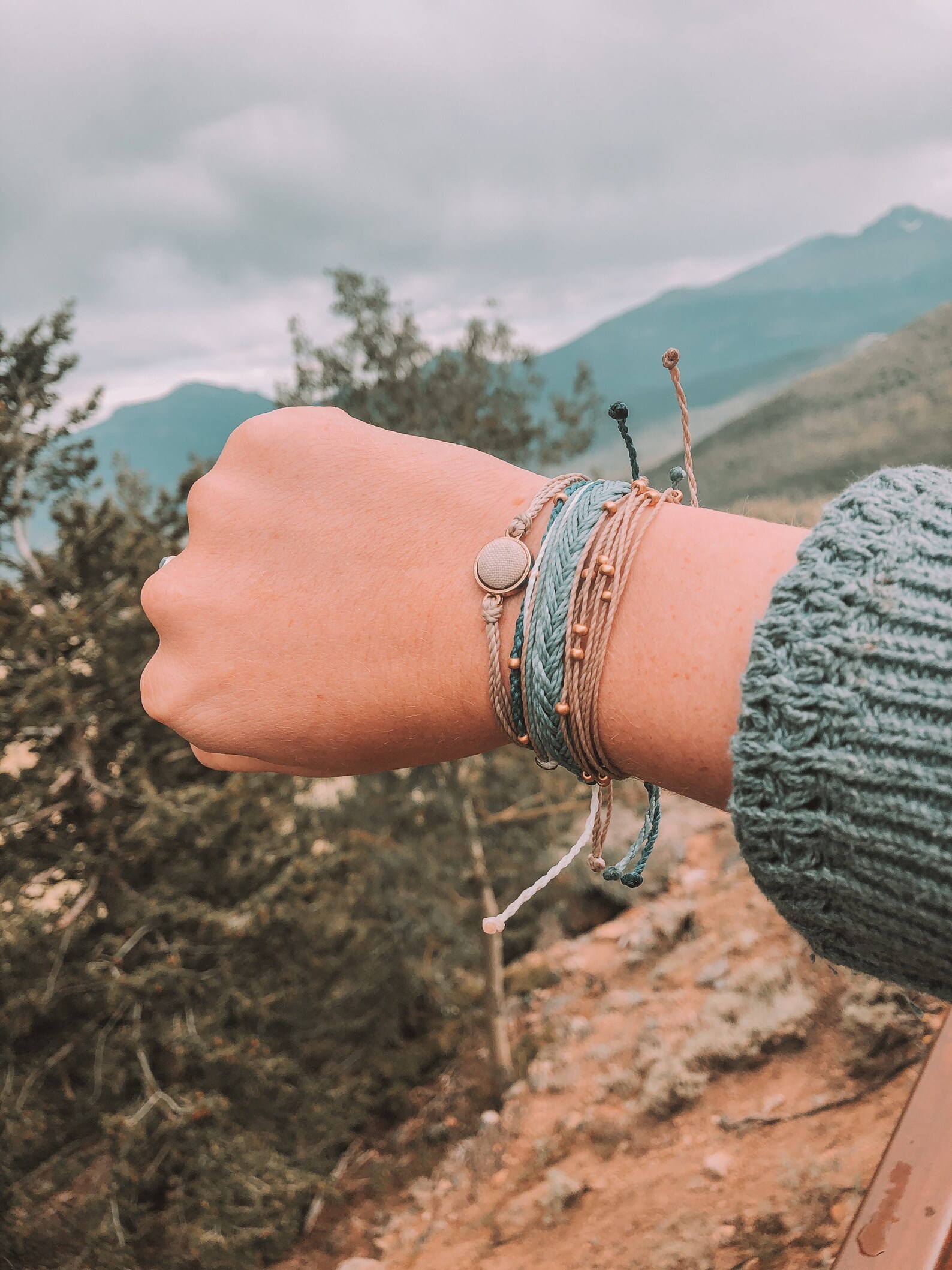 Blue Tan & Gold Waterproof String Bracelet Set - Etsy