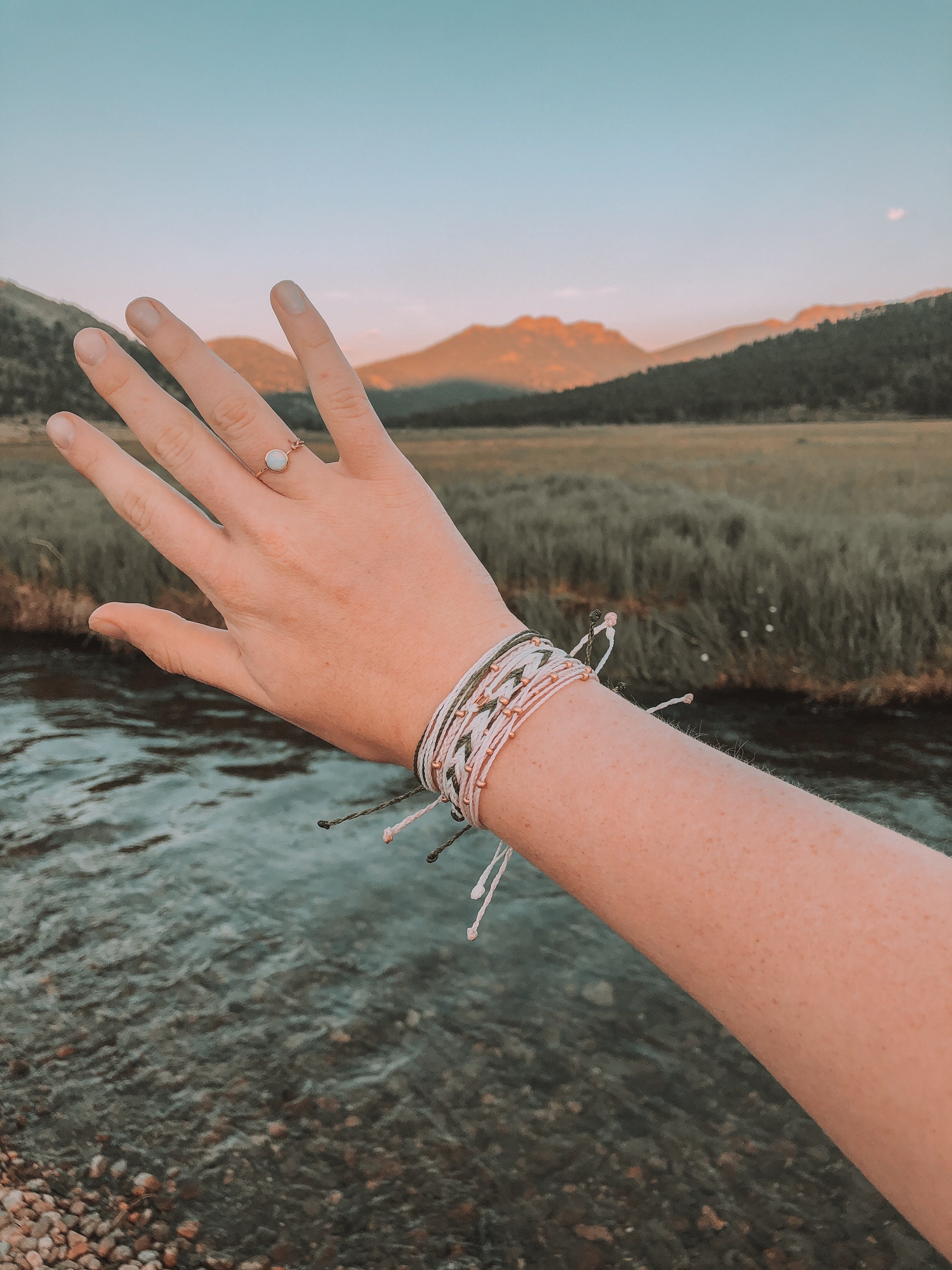 Gold Light Pink & Olive Green Waterproof String Bracelet Set - Etsy