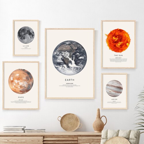 Planet Prints Set of 5 Planet Wall Art Printable Planet - Etsy