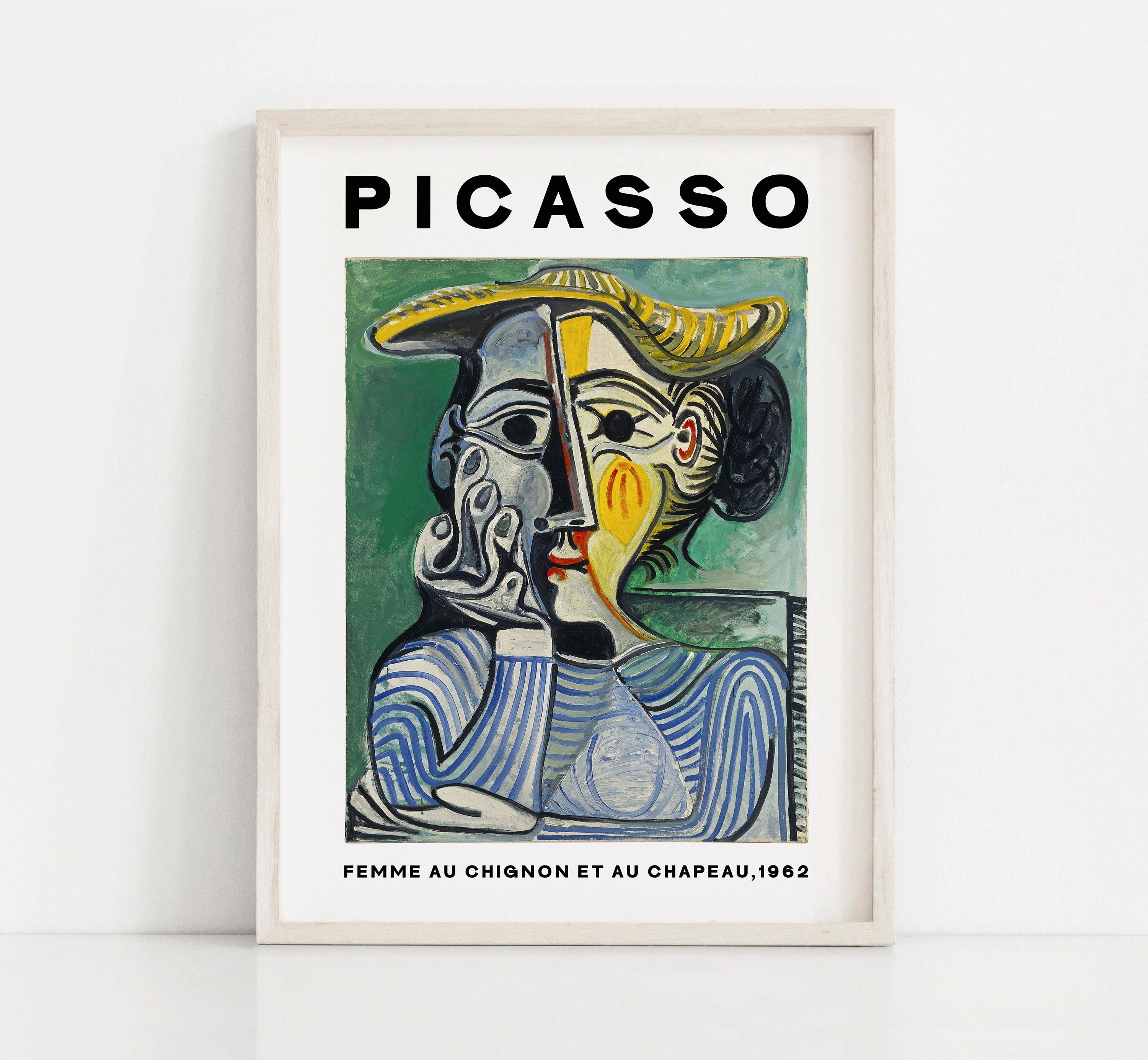 Pablo Picasso Wall Art Woman With Beret Black and Yellow - Etsy
