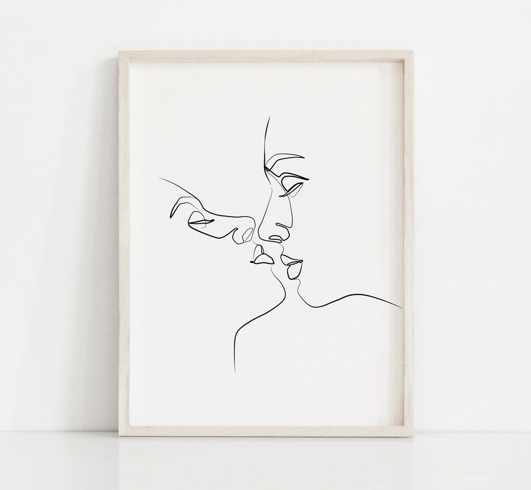 Couple Line Art Romantic Poster Face Couple One Line - Etsy