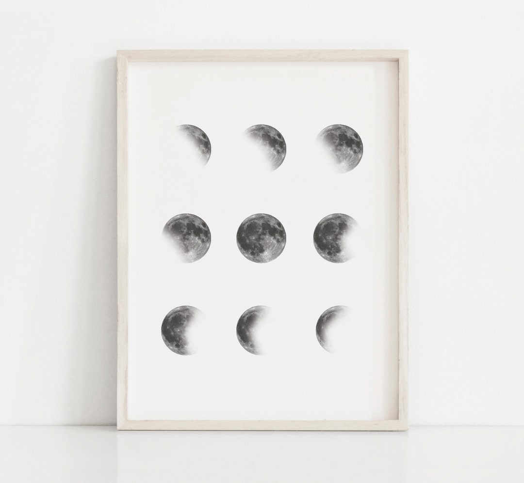 Moon Print, Phases of the Moon, Moon Wall Art, Moon Phases Poster ...