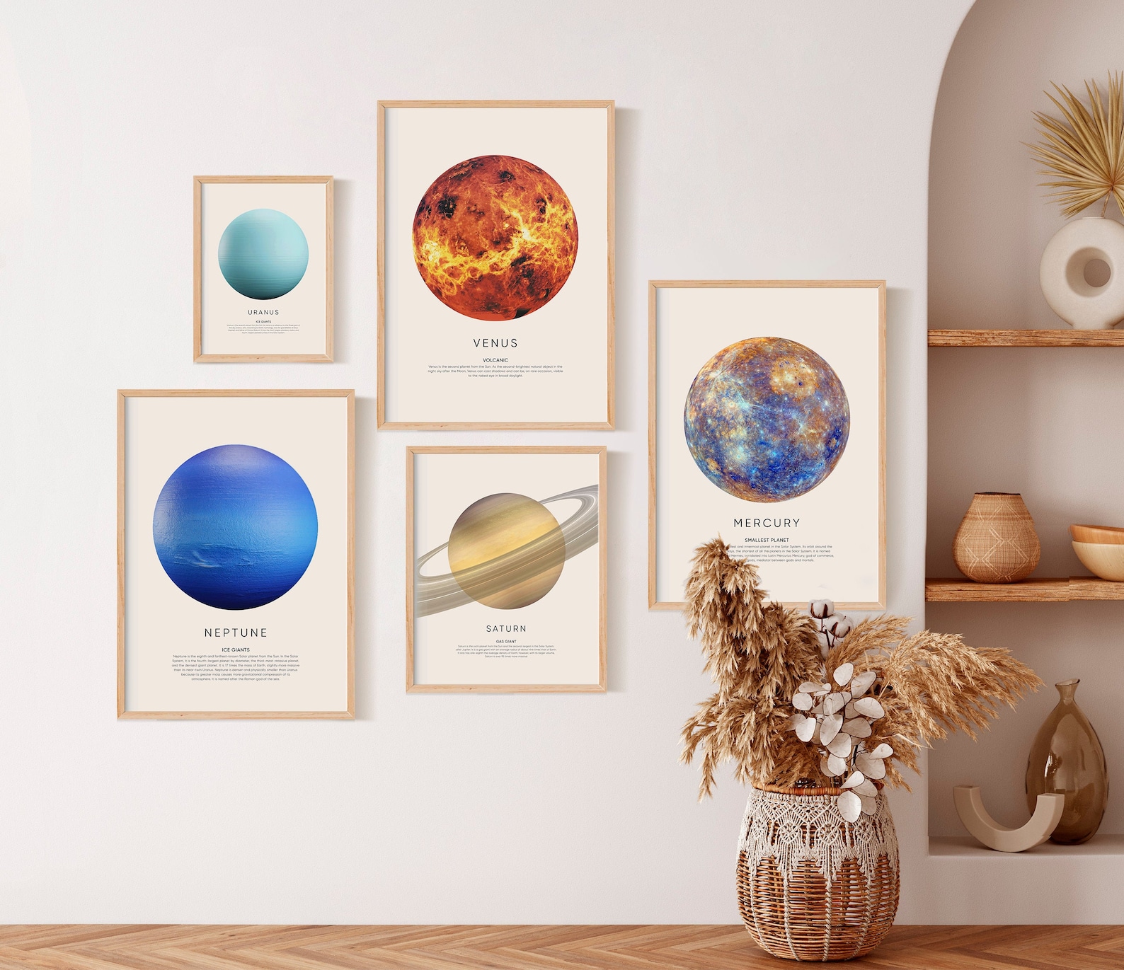 Planet Prints Set of 5 Planet Wall Art Printable Planet | Etsy