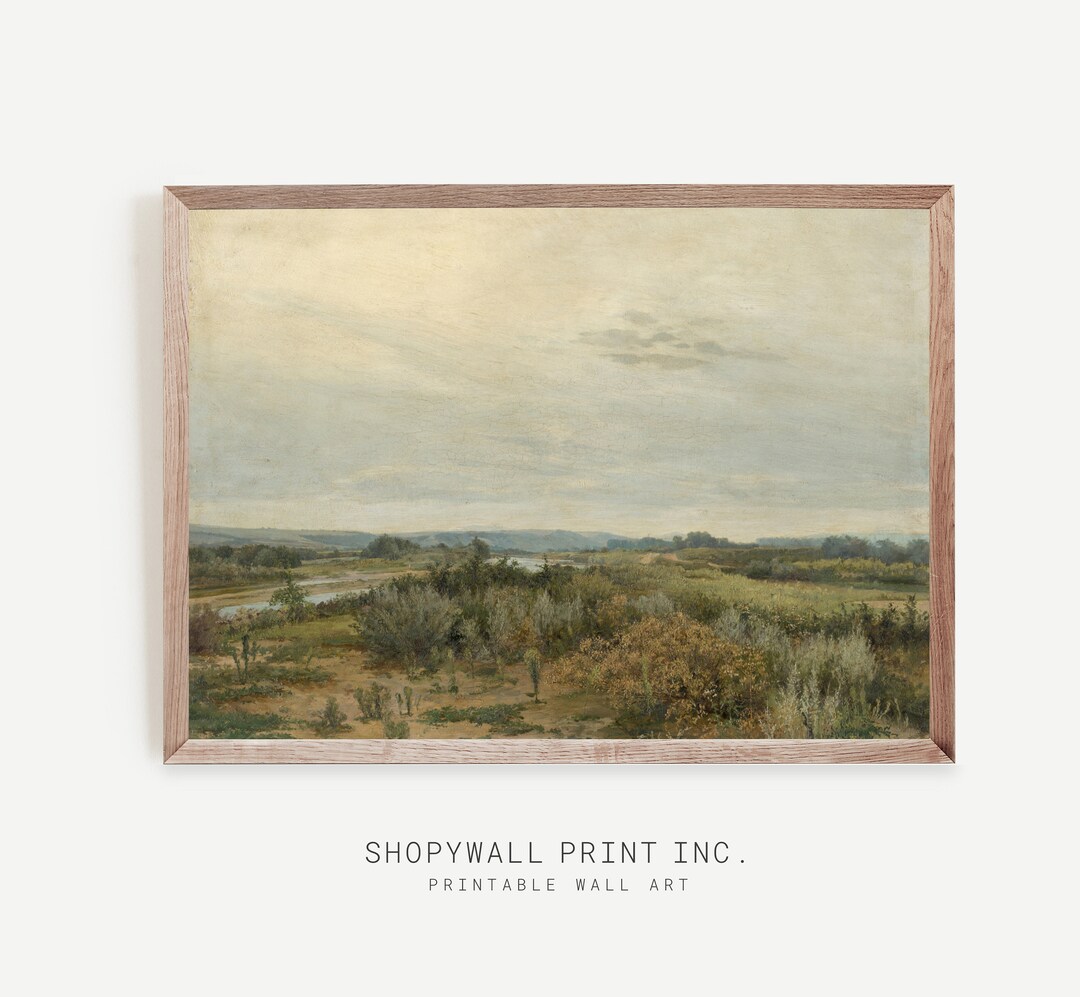 Vintage Country Landscape Print: Rustic Wall Decor for Farmhouse ...