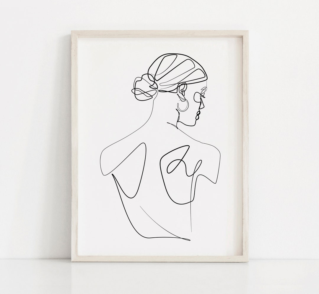 Woman Silhouette, Woman Back Drawing, Female Art Print, One Line Art ...