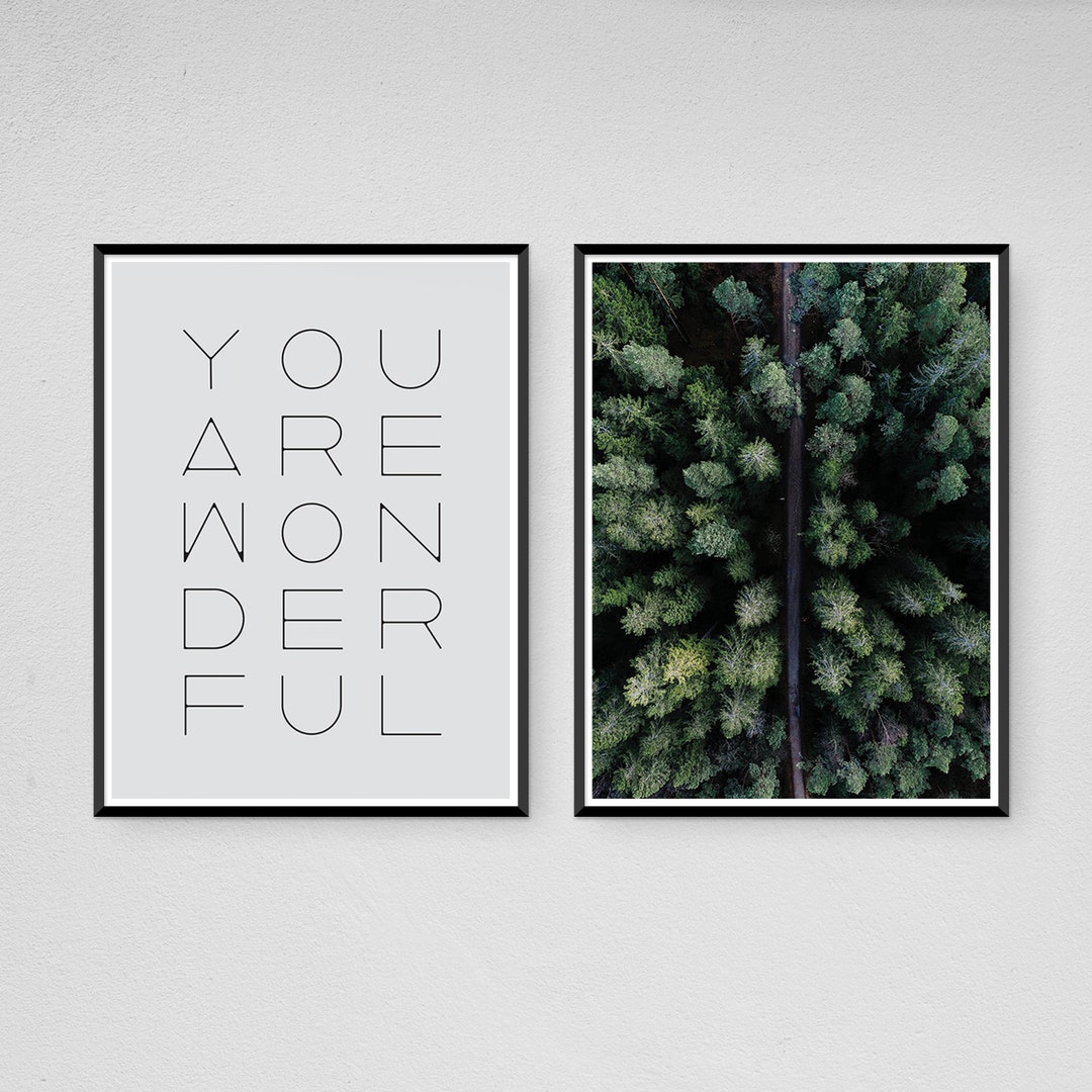 You Are Wonderful, Green Leaves Forest View, Nordic Wall Art Posters ...