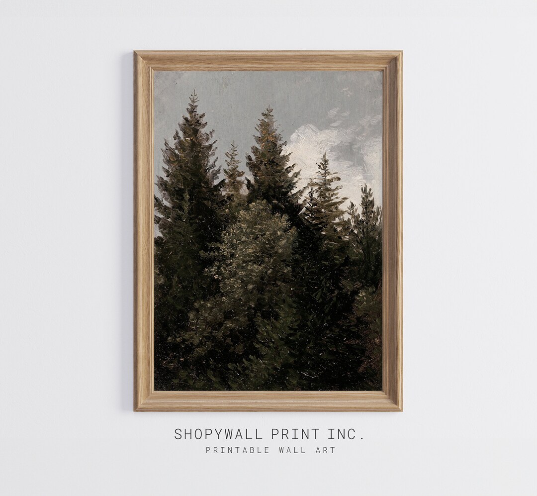 Rustic Pine Tree Print for Woodland Nursery Decor and Antique Wall Art ...