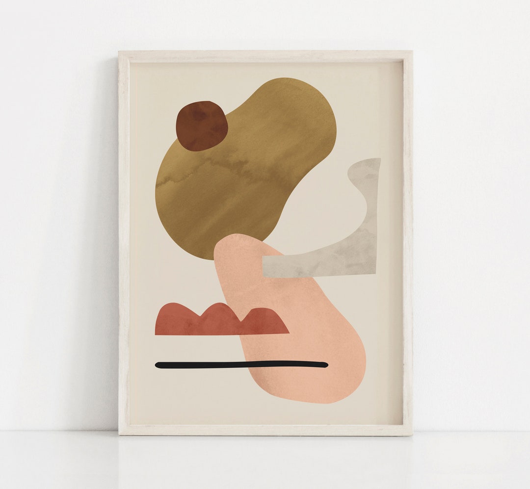 Abstract Tan Beige Wall Art Print, Abstract Watercolor Set Wall Art ...