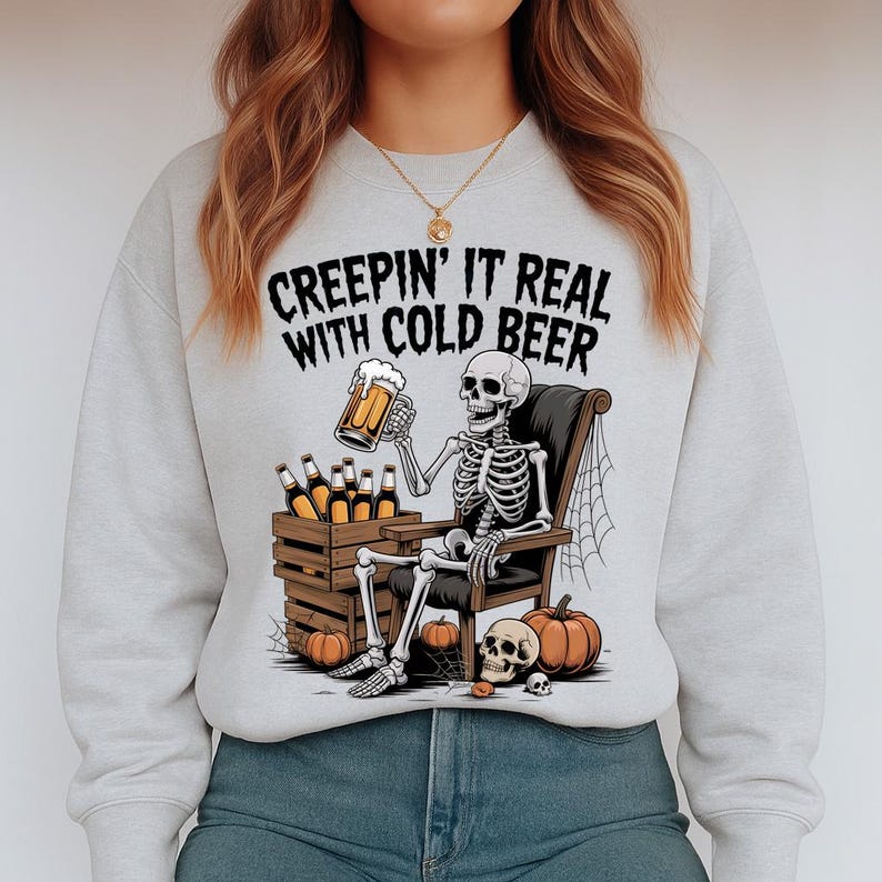 Skeleton Beer Halloween PNG, Creepin It Real With Cold Beer Clipart ...