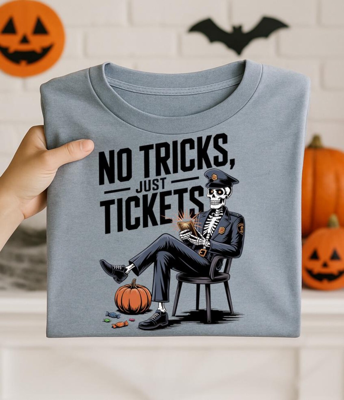 No Tricks Just Tickets PNG, Halloween Police Skeleton Clipart, Funny ...