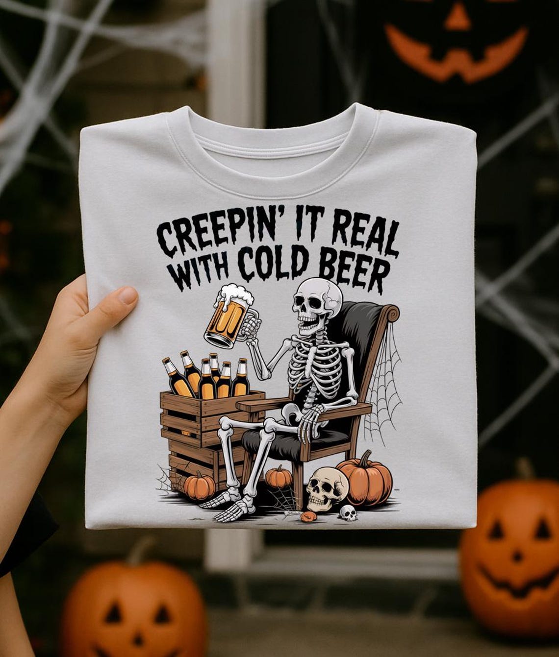 Skeleton Beer Halloween PNG, Creepin It Real With Cold Beer Clipart ...