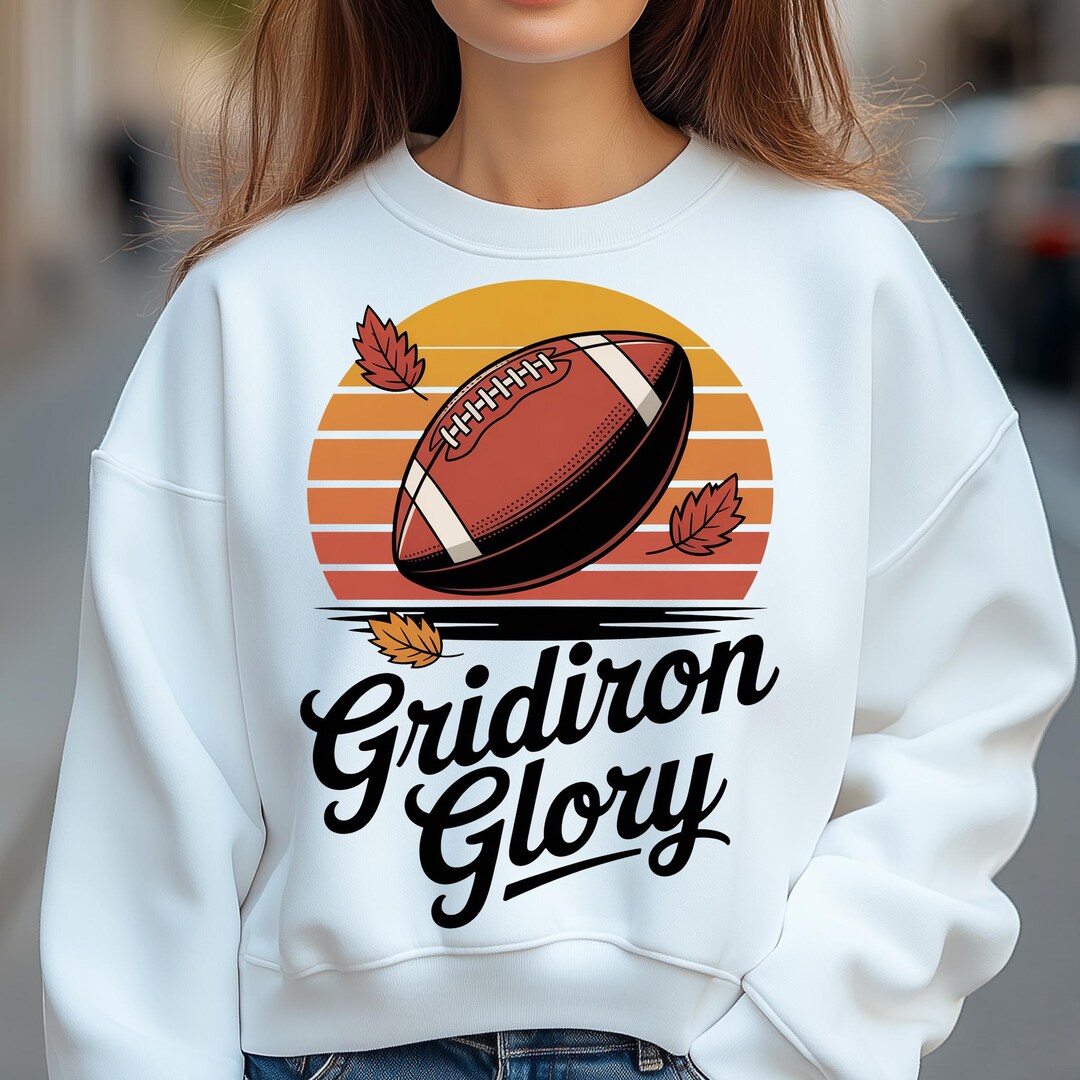 Gridiron Glory PNG, Retro Football Sublimation Design, Fall Sunset Game ...