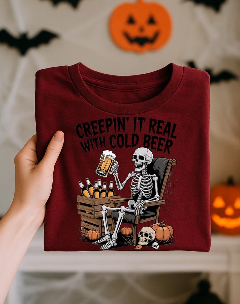 Skeleton Beer Halloween PNG, Creepin It Real With Cold Beer Clipart ...
