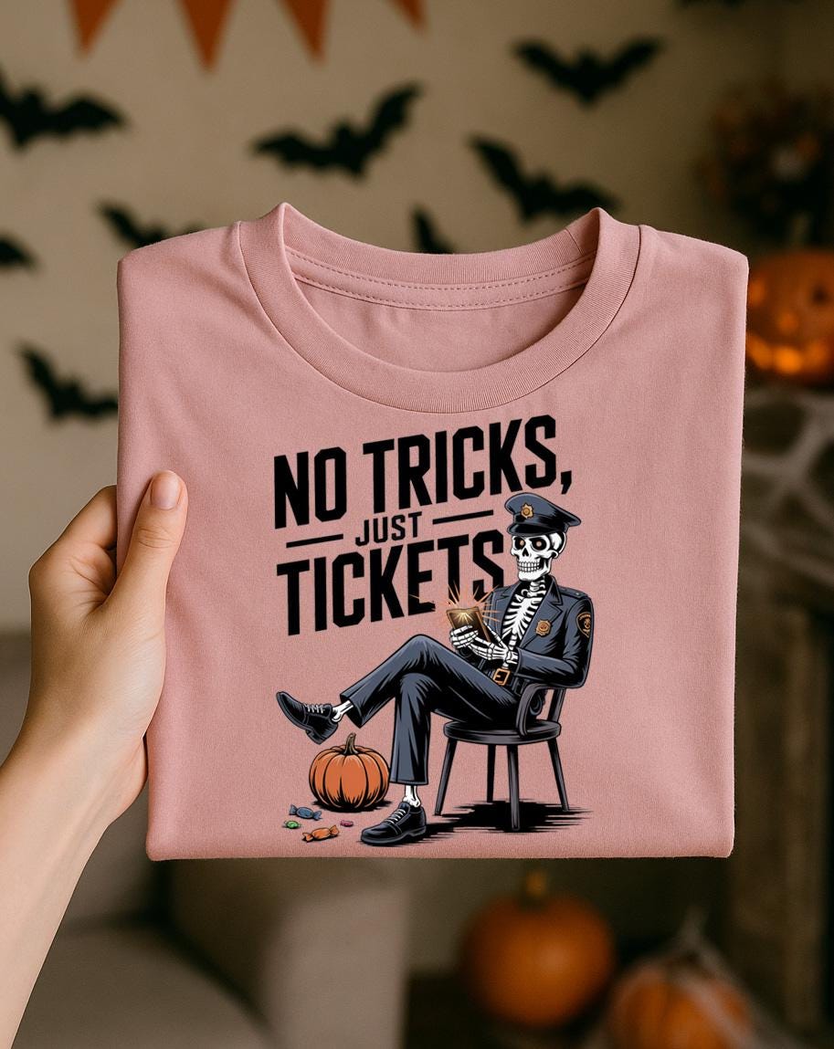 No Tricks Just Tickets PNG, Halloween Police Skeleton Clipart, Funny ...