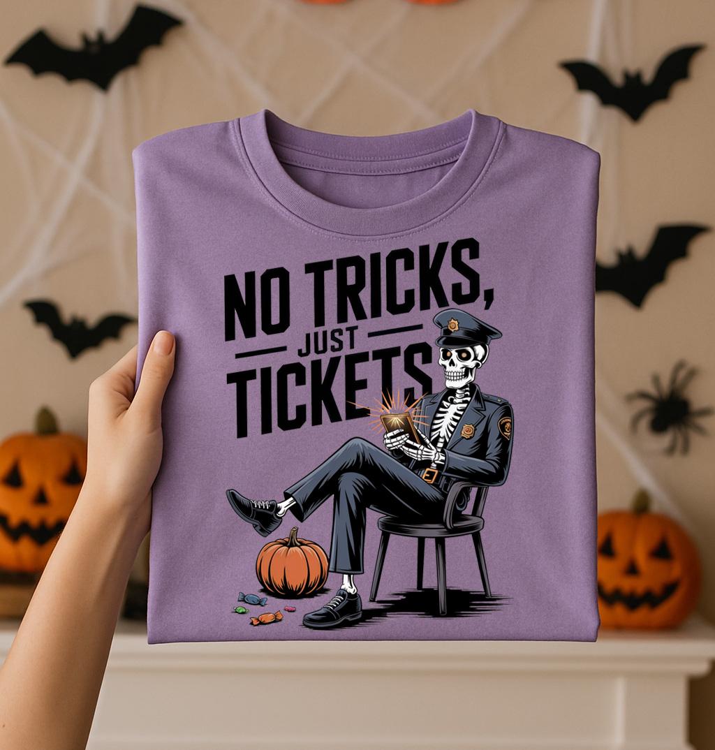 No Tricks Just Tickets PNG, Halloween Police Skeleton Clipart, Funny ...