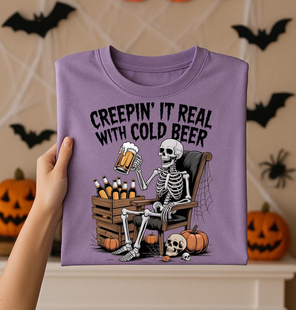 Skeleton Beer Halloween PNG, Creepin It Real With Cold Beer Clipart ...