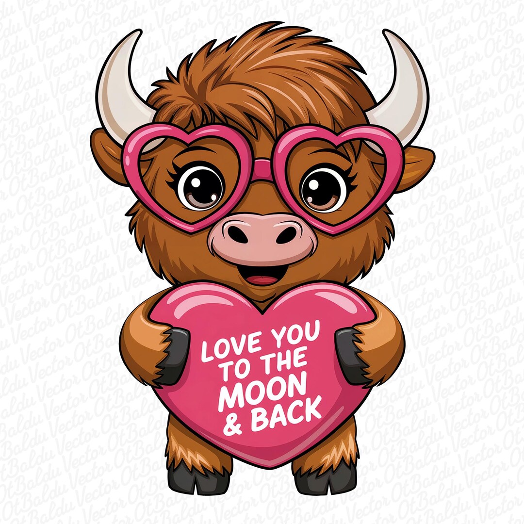Calf Valentine Png, Calf With Saddle and Love, Highland Cow Png ...