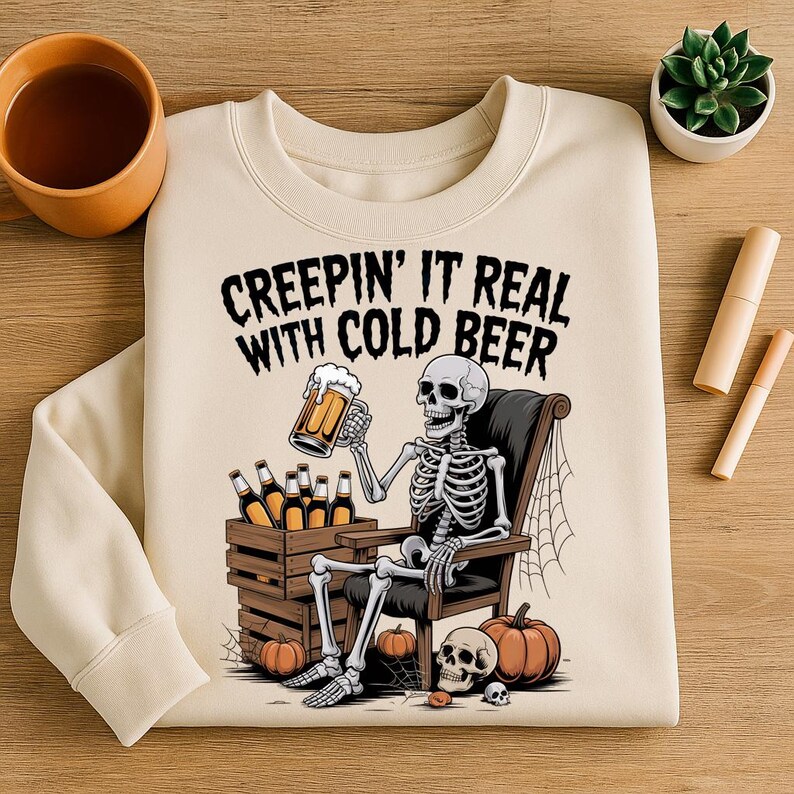 Skeleton Beer Halloween PNG, Creepin It Real With Cold Beer Clipart ...
