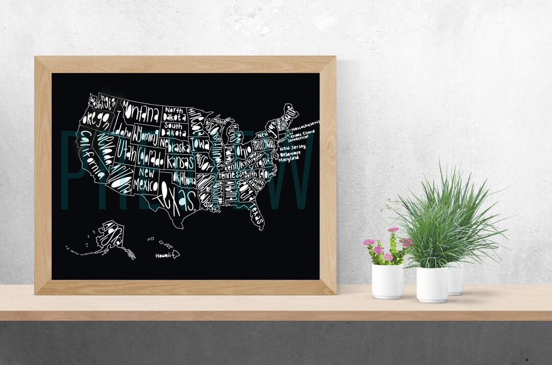United States Map | US Map | Digital Print | Printable Map | Decor ...
