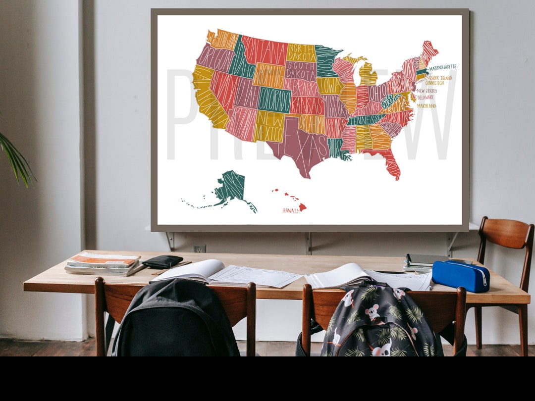 United States Map | US Map | Digital Print | Printable Map | Decor ...