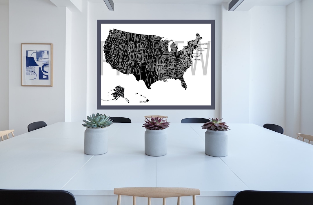 United States Map US Map Digital Print Printable Map Decor Poster ...