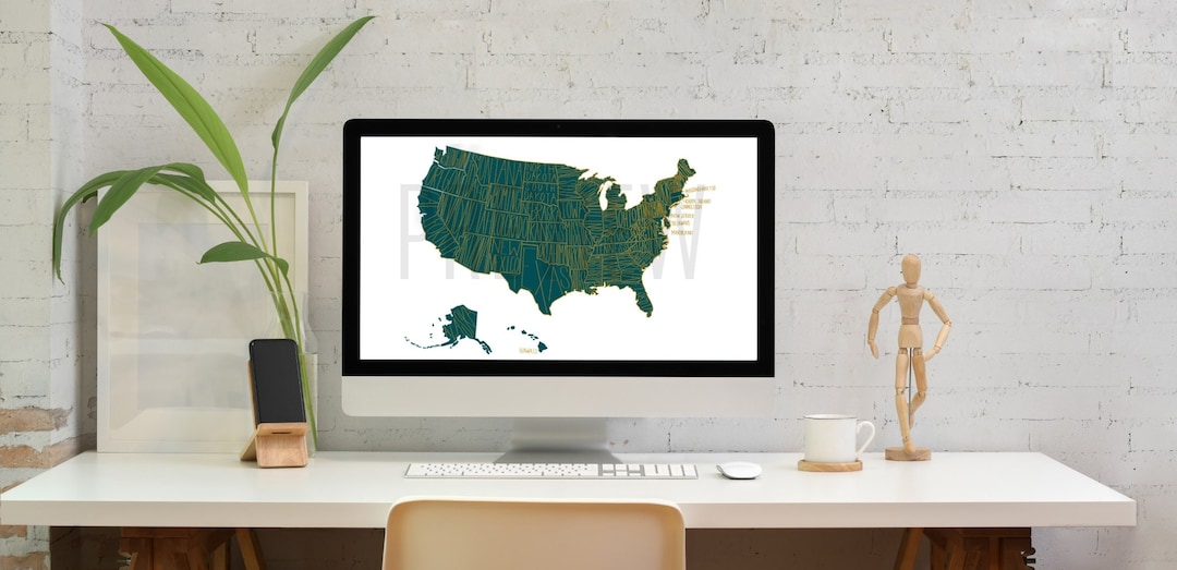 United States Map US Map Digital Print Printable Map Decor Poster ...