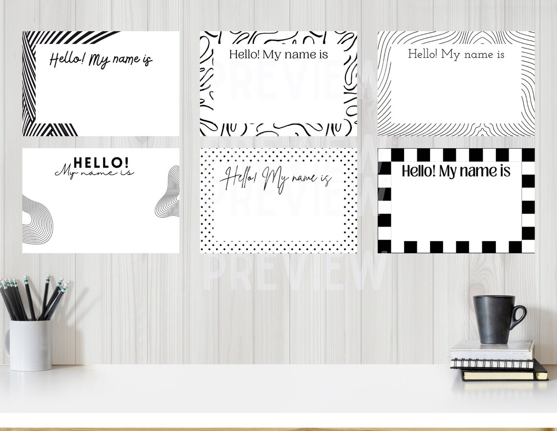 Name Tags Name Badges Sticker Name Tag ID Hello My - Etsy