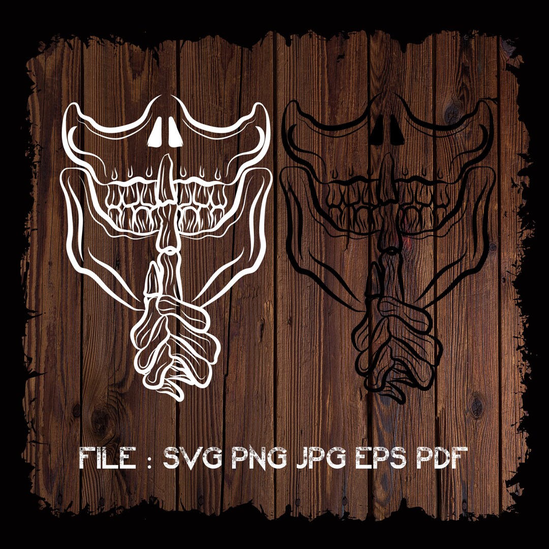 Half Skull SVG/ Silent Half Skull /hand Drawn Half Skull With Fingers ...