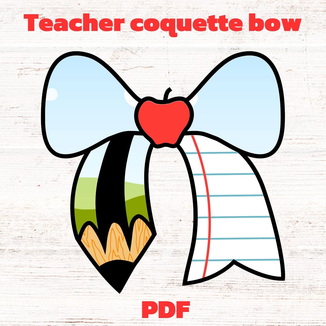 Teacher Coquette Bow Canva Frame PDF, Printable Teacher Bow Design ...