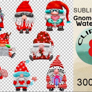 Gnome Christmas PNG Cliparts Bundle , Cute Gnome Santa Hand Drawn ...
