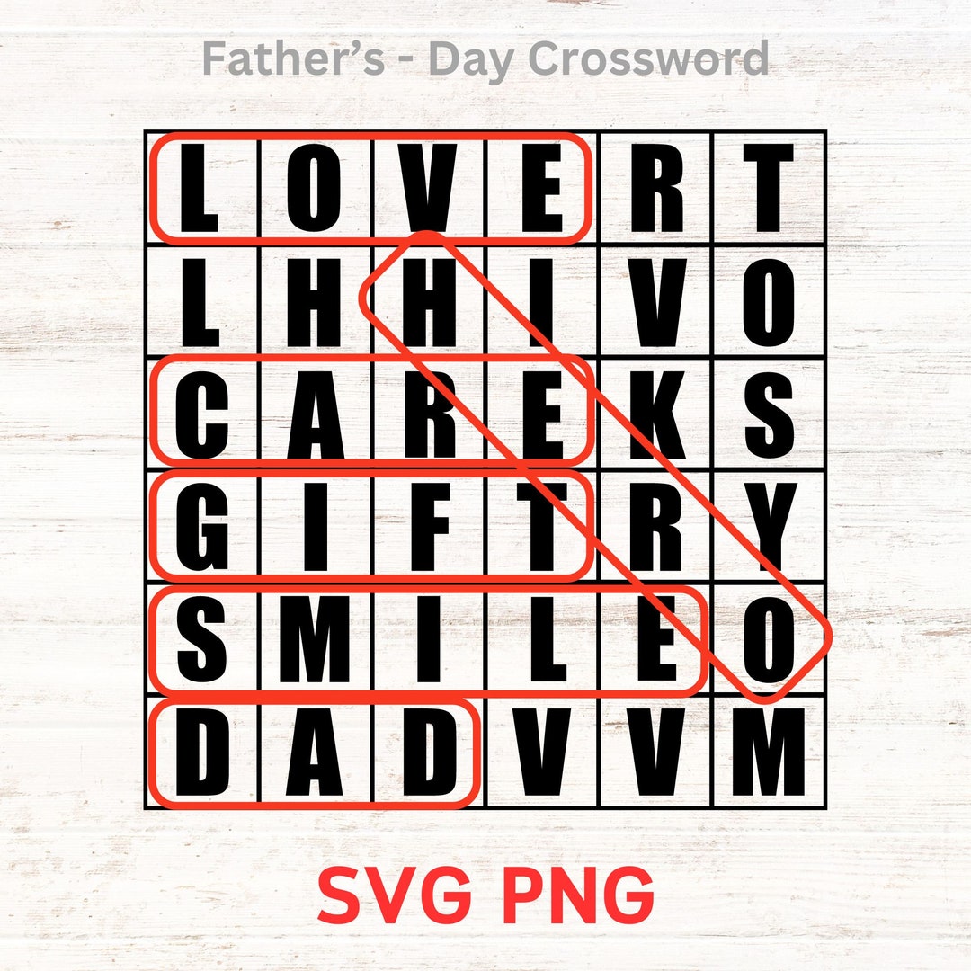 Father's Day Crossword Puzzle Art, Unique Gift for Dad - Etsy
