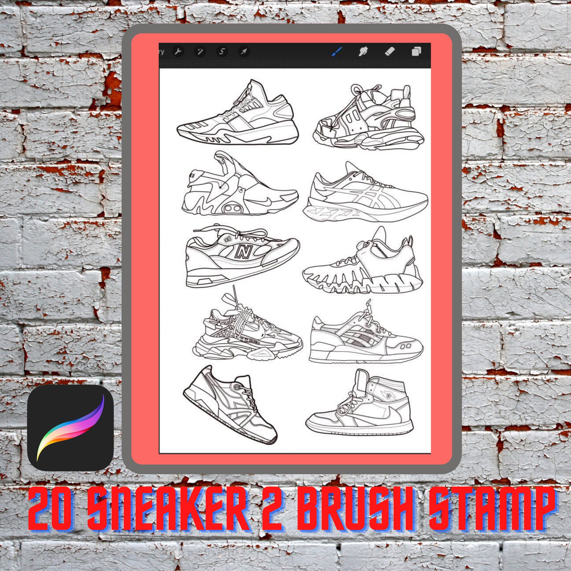 SNEAKER Brush Stamp PROCREATE /20 Sneaker Stamp Brush - Etsy