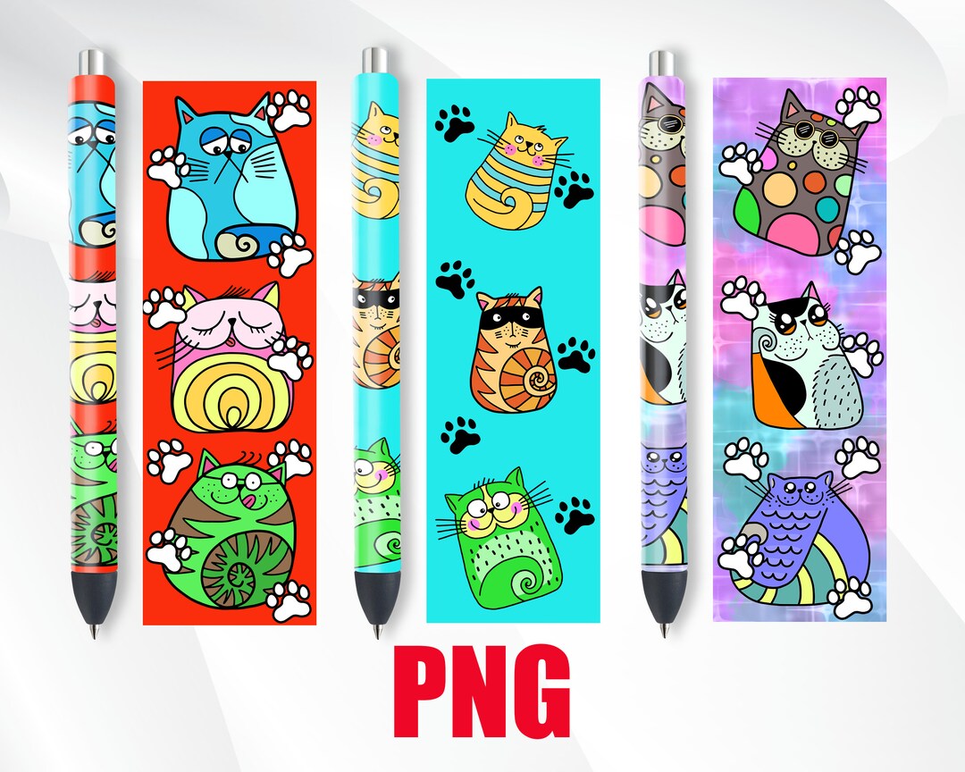Cute Cat Pen Wrap - Paw Pen Wrap -pen Wrap Bundle PNG File Instant ...
