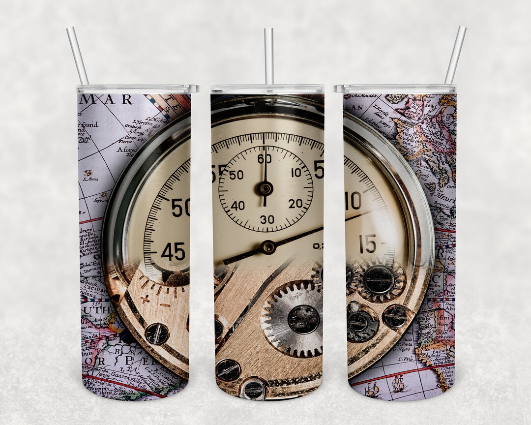 Clock Face Vintage Skinny Tumbler Sublimation Design - Clock Machine ...