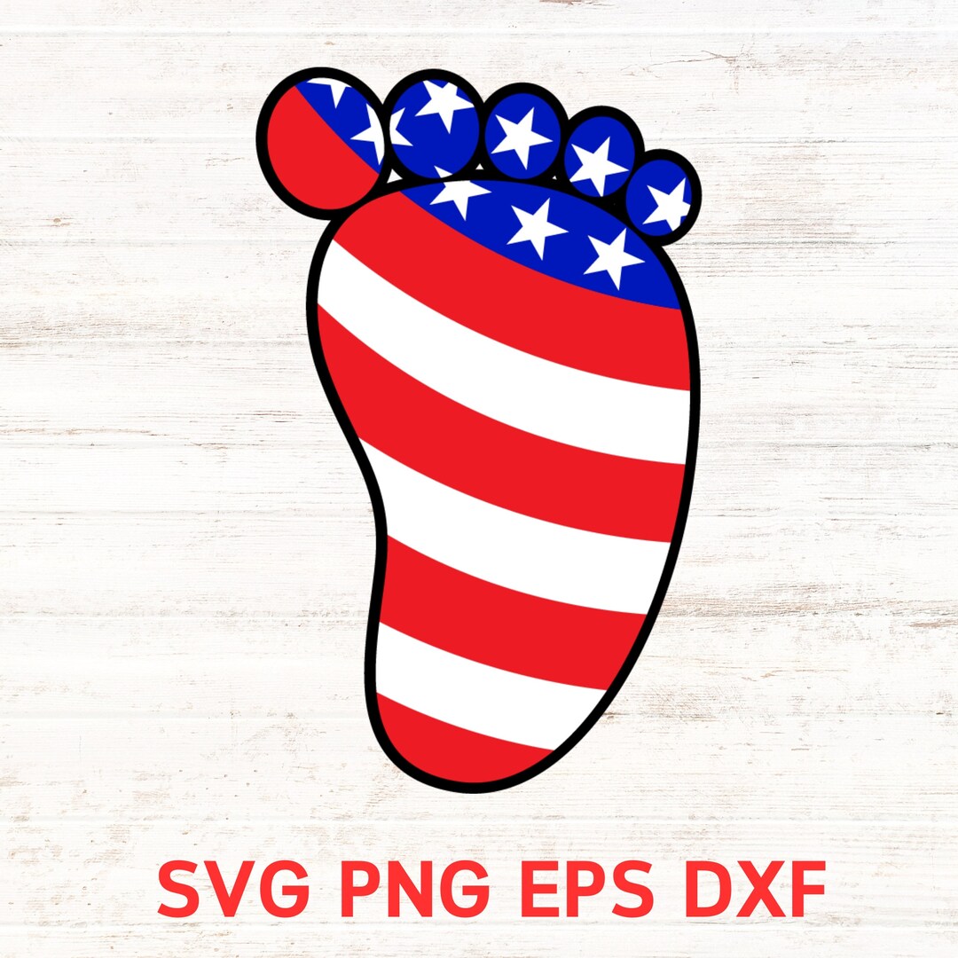 Patriotic American Flag Footprint SVG, 4th of July Footprint Svg, Png ...