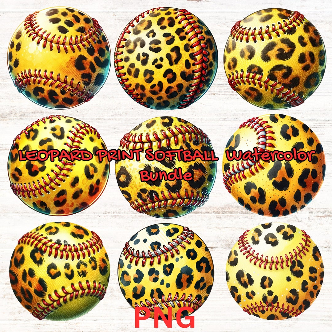 Leopard Print Softball Clipart PNG, Unique Animal Pattern Sports ...