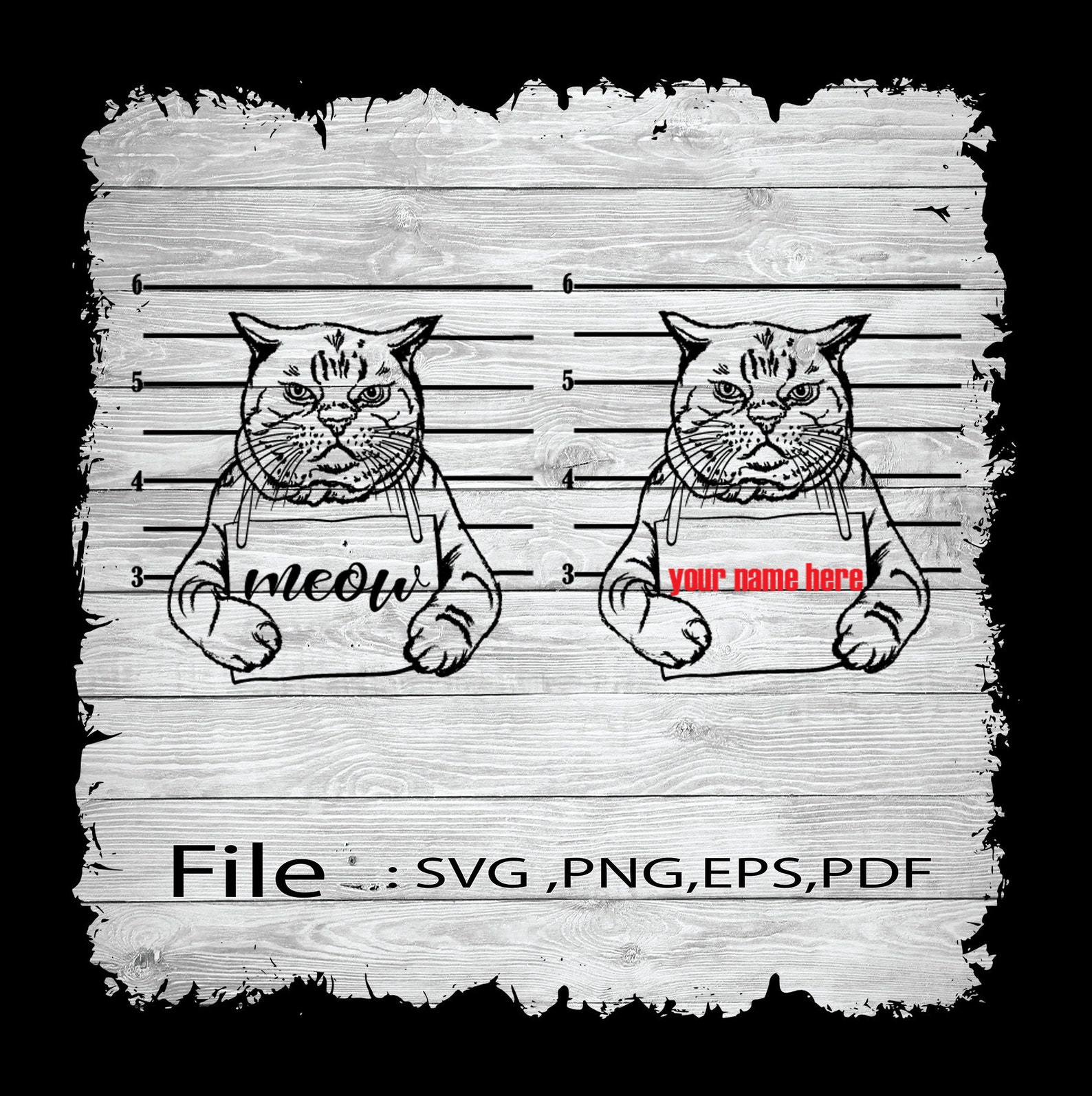 MEOW CAT SVG Cricut File / Cat Monogram Svg File / Hand Drawn - Etsy