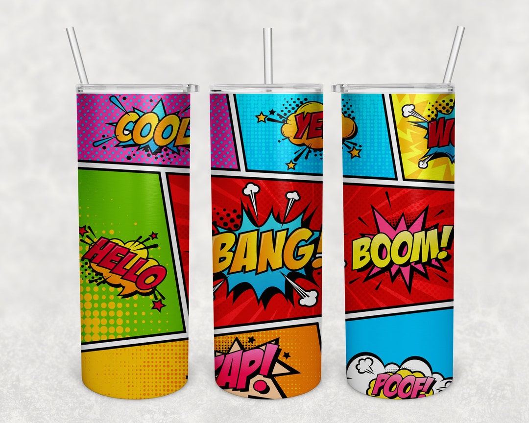 Comic Books Skinny Tumbler Sublimation Design Png for Straight ...