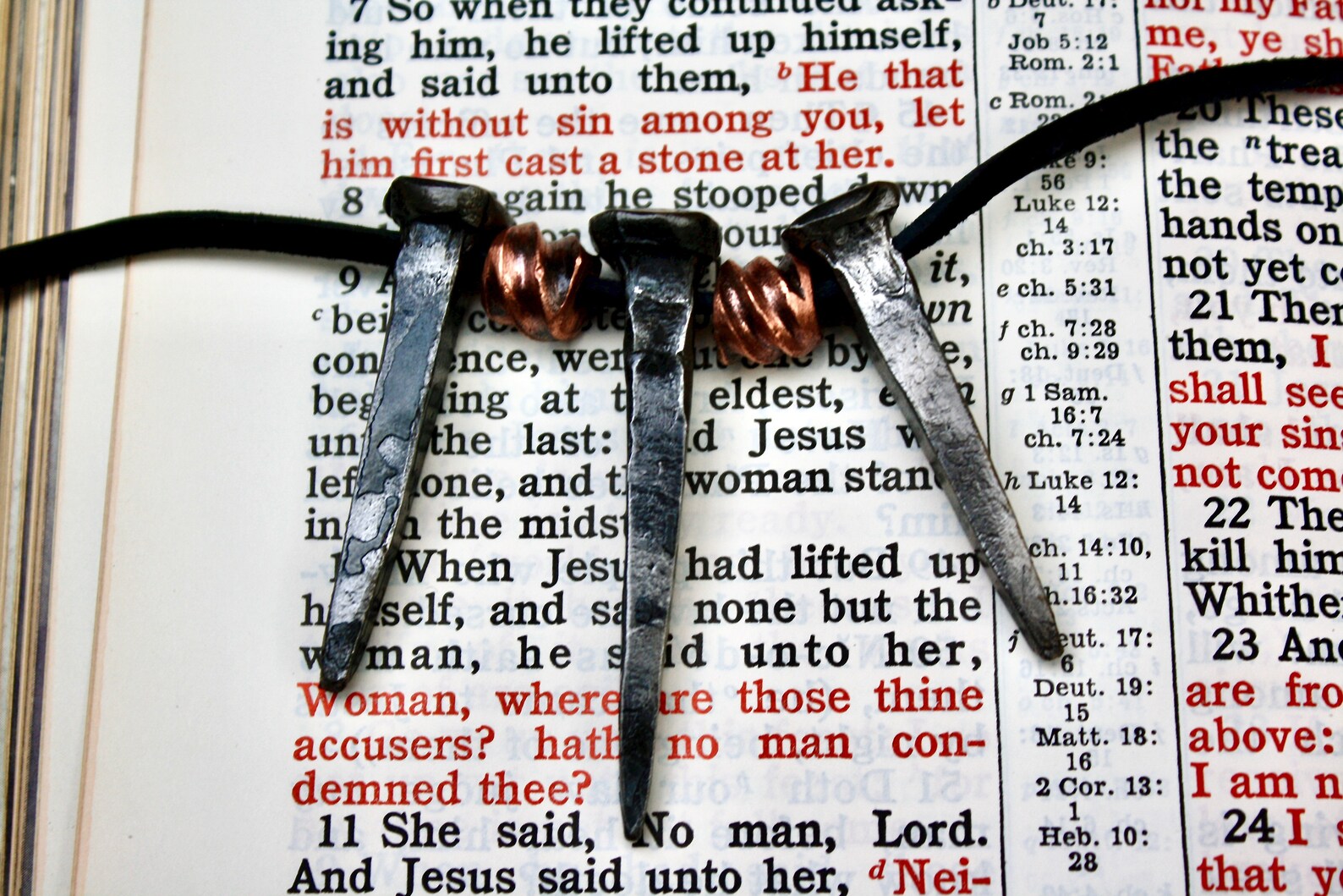 Three Nails Necklace, Hand Forged - Etsy