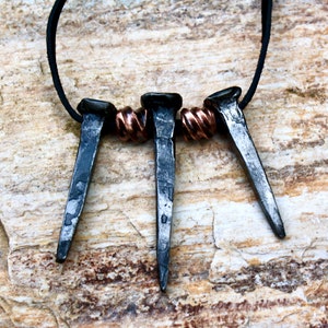 Three Nails Necklace, Hand Forged - Etsy