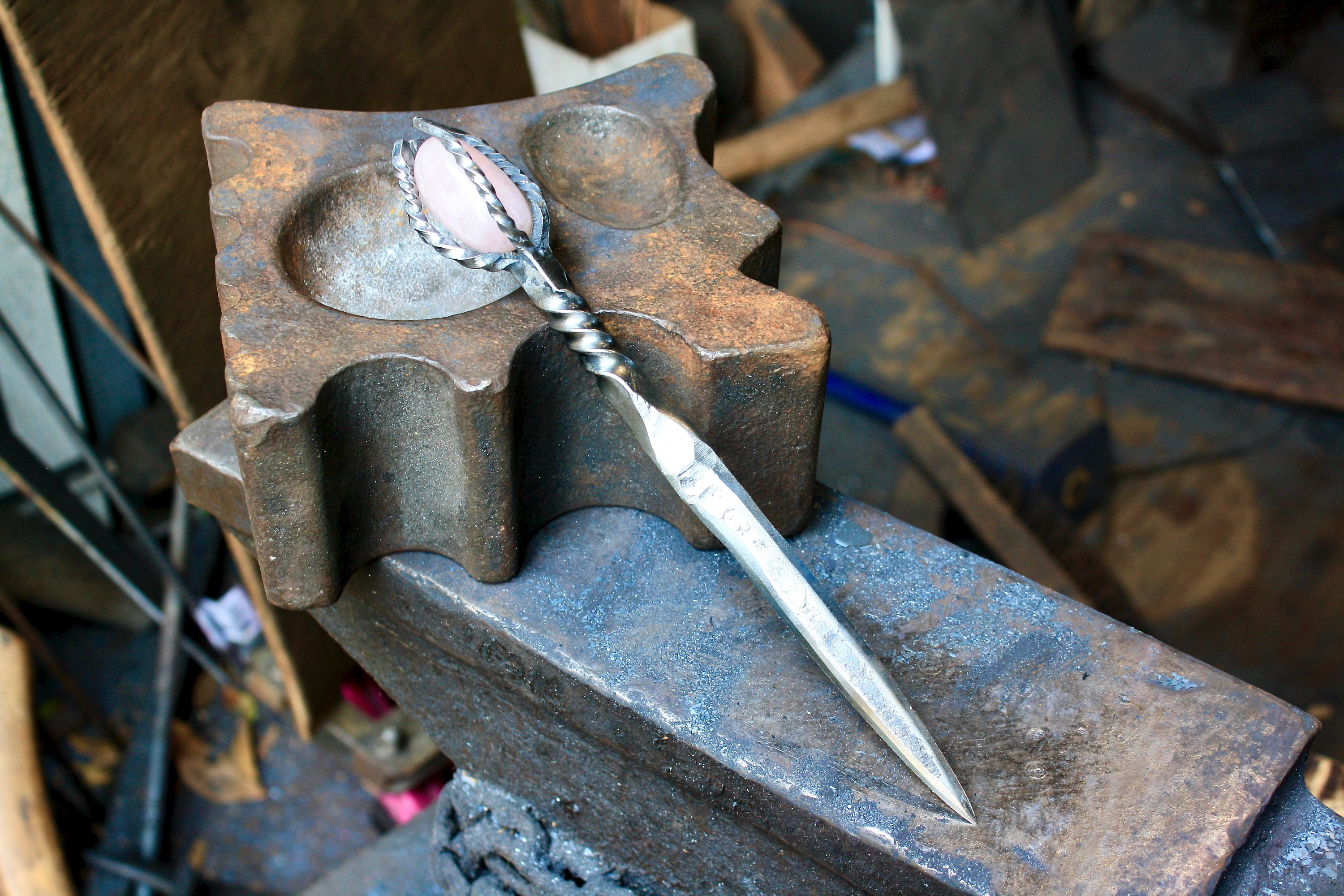Hand Forged Pink Quartz Letter Opener Letter Knife | Etsy