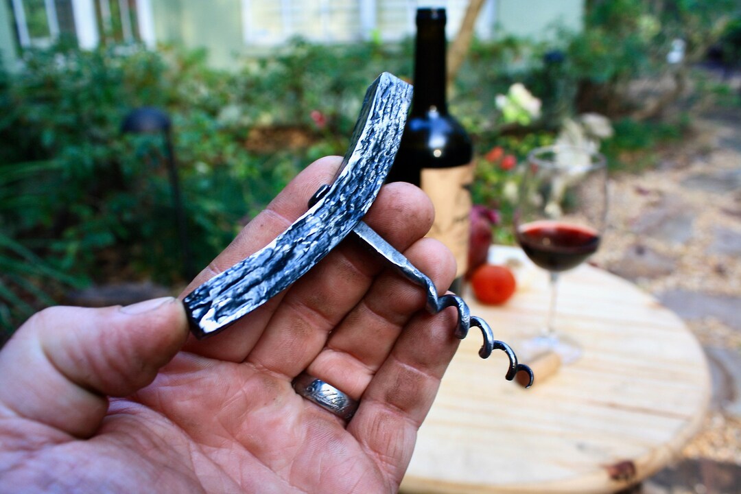 Hand Forged Wood Grain Steel Corkscrew - Etsy