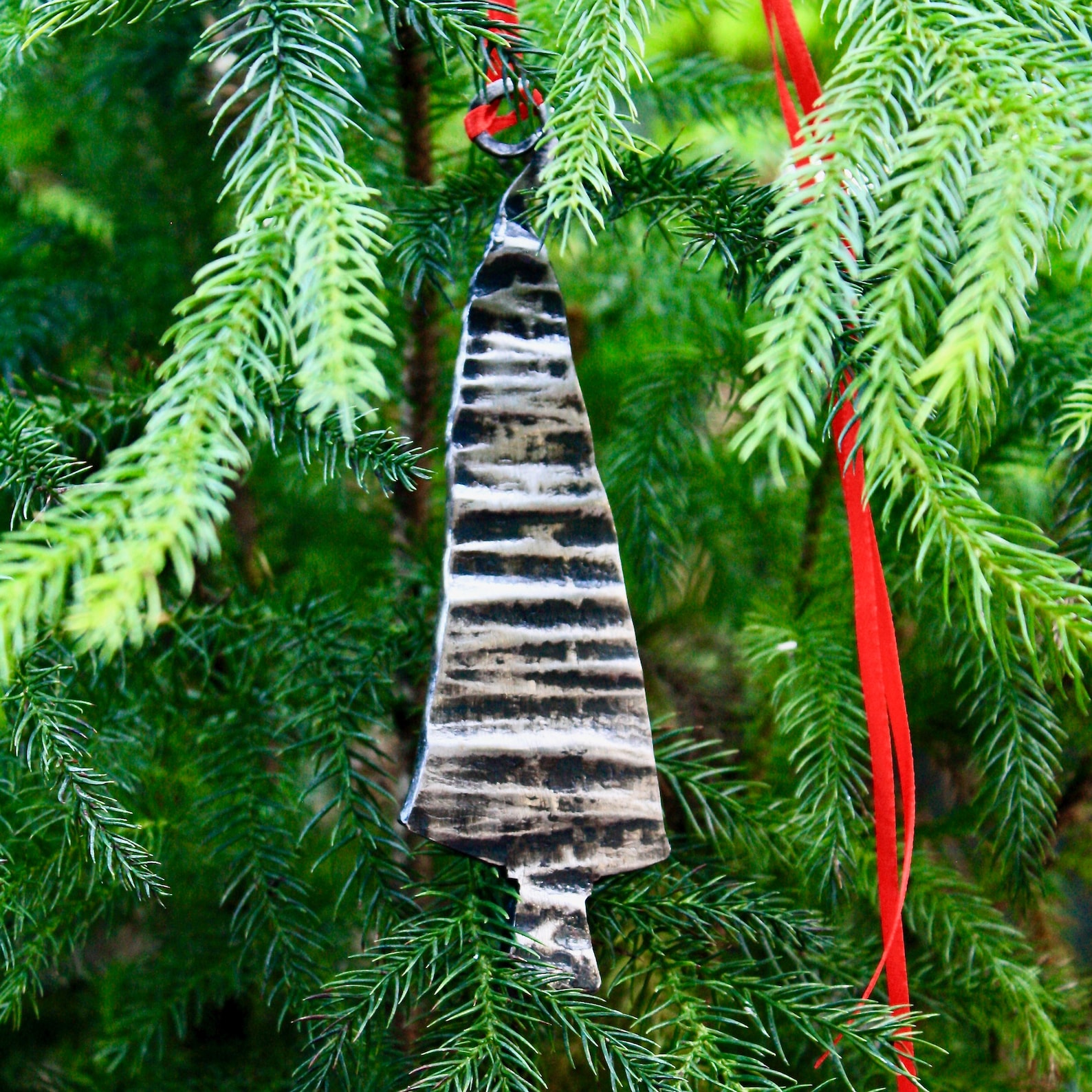 Set of three hand forged Christmas tree ornament | Etsy