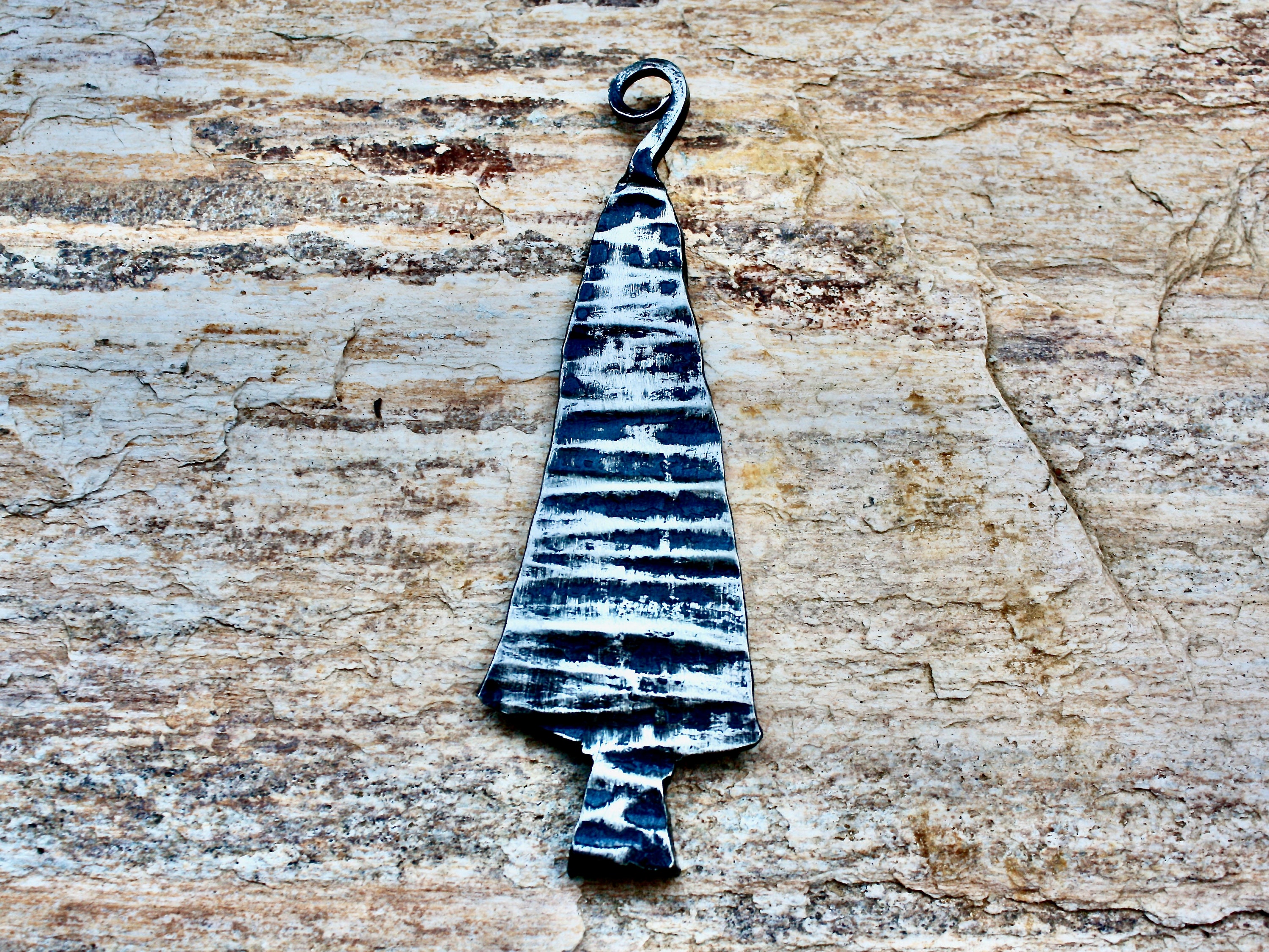 Set of three hand forged Christmas tree ornament | Etsy