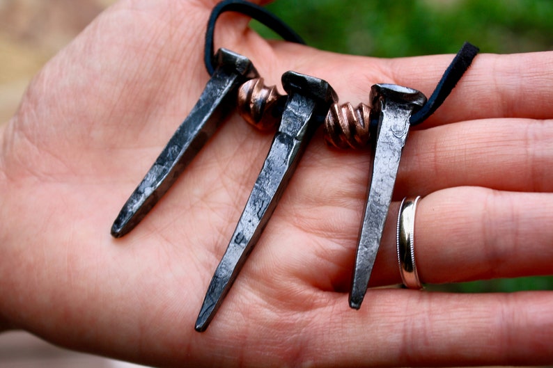 Three Nails Necklace, Hand Forged - Etsy