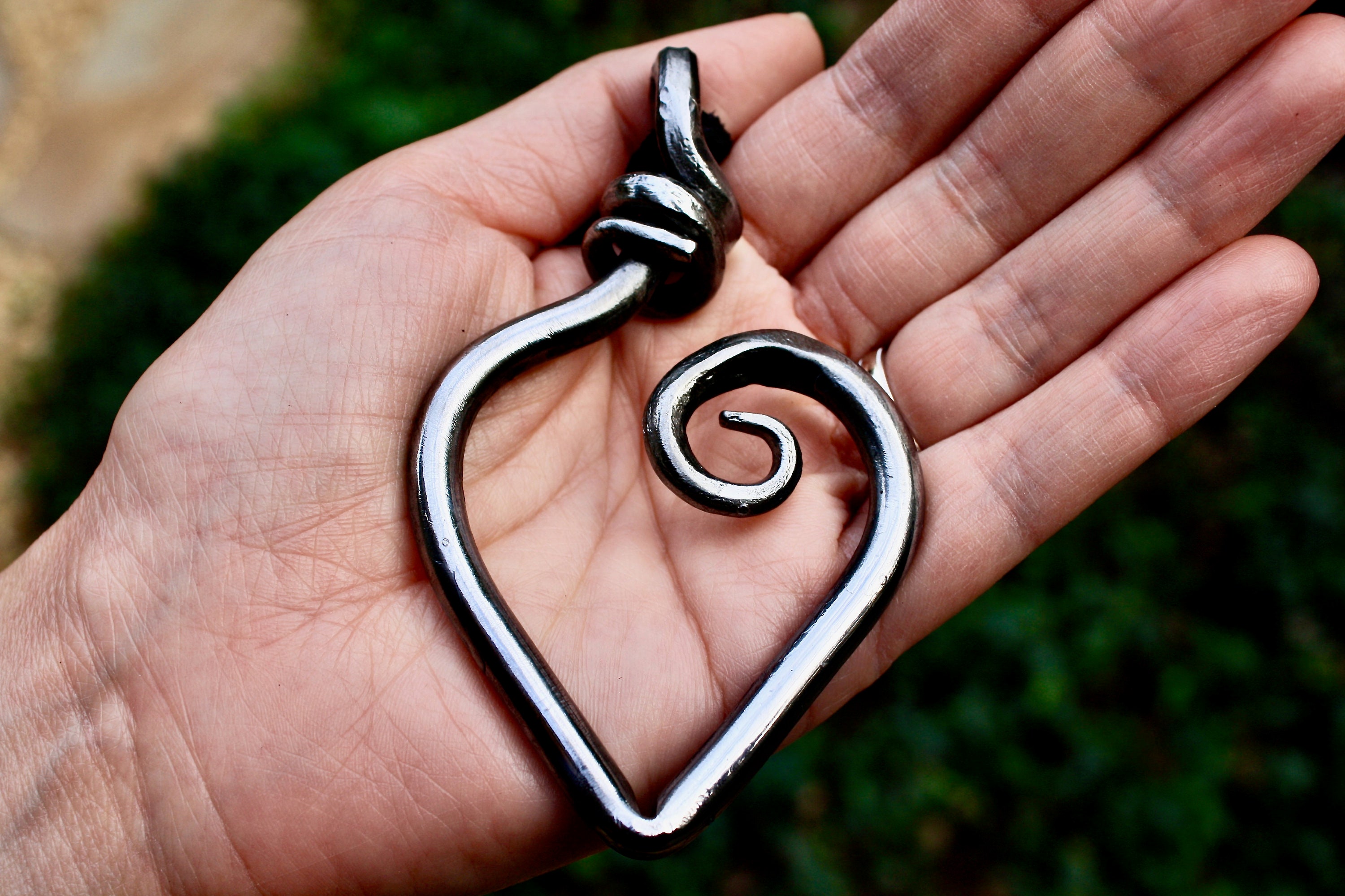 Abstract iron heart pendant | Etsy