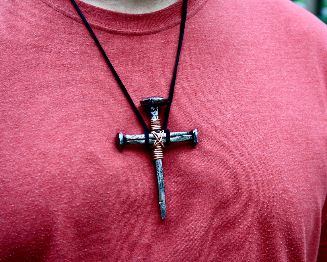 Large Cross Pendant Three Nails One Cross - Etsy