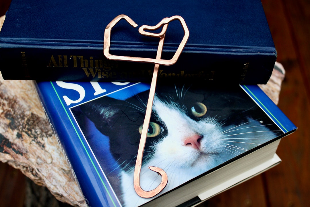 Hand Forged Copper Cat Bookmark: Metal Book Lover Gift - Etsy